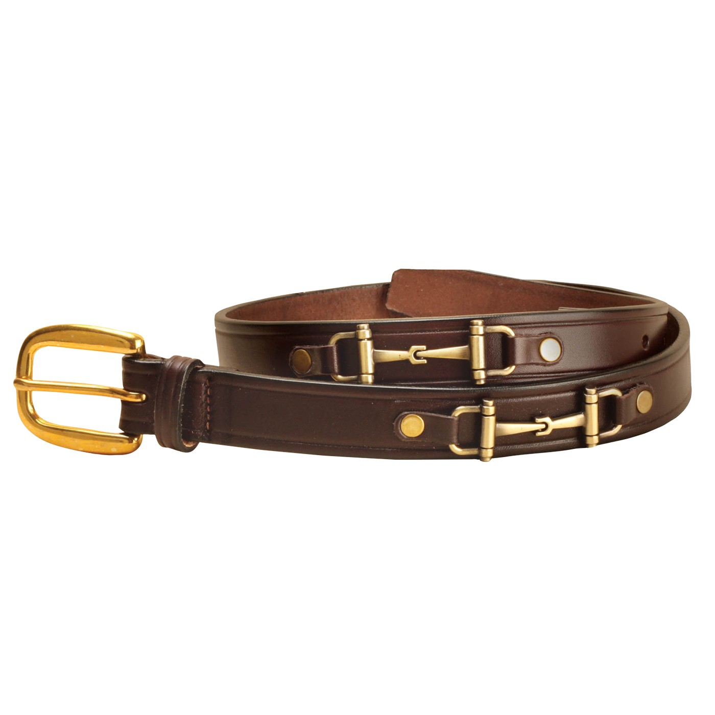 Tory Leather Snaffle Bit Belt W/ Brass Snaffle Bits & Buckle ...